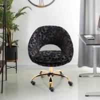 China Black Velvet Swivel Office Chair 18.9 inch Depth Adjustable Height 8.2 kg for sale