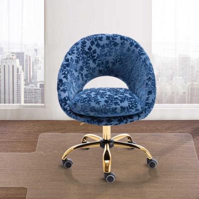 China Blue Velvet Swivel Office Chair with Golden Base 360 Degree Adjustable Height 8.2KGS for sale