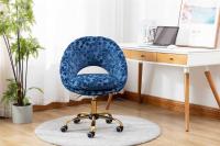 China Blue Velvet Swivel Office Chair with Golden Base 360 Degree Adjustable Height 8.2KGS for sale