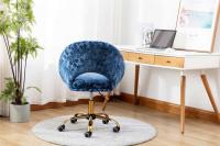 China Blue Velvet Swivel Office Chair with Golden Base 360 Degree Adjustable Height 8.2KGS for sale