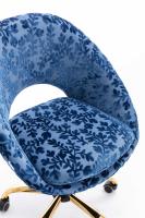 China Blue Velvet Swivel Office Chair with Golden Base 360 Degree Adjustable Height 8.2KGS for sale
