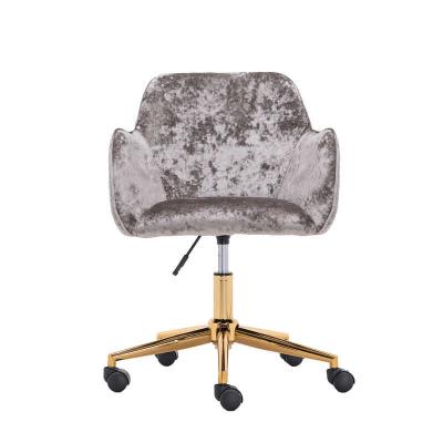 China Velvet Home Office Chair with Fixed Armrest 16.93in Height 16.4lbs Brown for sale