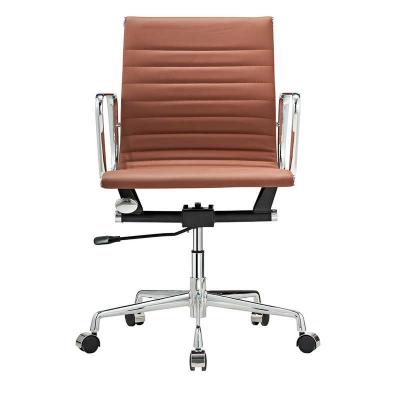 China Low Back Office Chair 39.9in Height Brown PU Leather 26.4lbs Ergonomic for sale