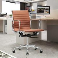 China Low Back Office Chair 39.9in Height Brown PU Leather 26.4lbs Ergonomic for sale