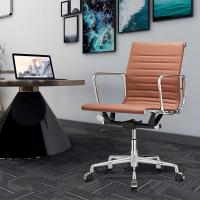 China Low Back Office Chair 39.9in Height Brown PU Leather 26.4lbs Ergonomic for sale