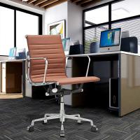 China Low Back Office Chair 39.9in Height Brown PU Leather 26.4lbs Ergonomic for sale