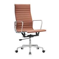 China Brown High Back Leather Office Chair 360 Rotation 45.6 Inch Height Ergonomic for sale