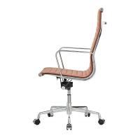 China Brown High Back Leather Office Chair 360 Rotation 45.6 Inch Height Ergonomic for sale