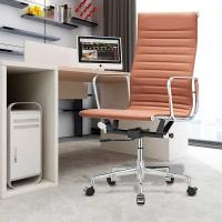 China Brown High Back Leather Office Chair 360 Rotation 45.6 Inch Height Ergonomic for sale