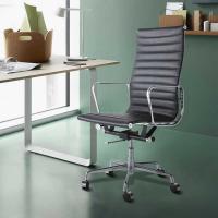 China Black PU Leather High Back Office Chair 45.6in Alloy Base 35.2lbs Ergonomic Computer Chair for sale