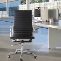 China Black PU Leather High Back Office Chair 45.6in Alloy Base 35.2lbs Ergonomic Computer Chair for sale