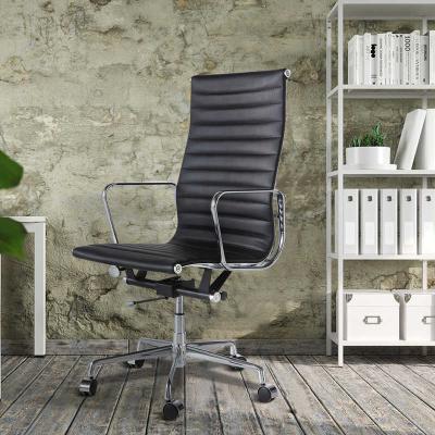 China Black PU Leather High Back Office Chair 45.6in Alloy Base 35.2lbs Ergonomic Computer Chair for sale