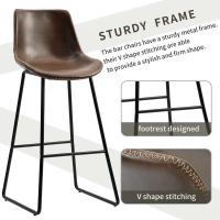 China Vintage Leather Counter Height Dining Chair Set of 2 Brown 42.5in H 267lb Capacity for sale