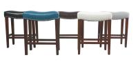 China American Style Blue Leather Bar Stool Set 2pcs 10kgs Rubber Wood Legs Retro Dining Chair for sale
