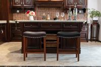 China no back 66.5cm height kitchen Dining Chair Sets  2pcs Modern Leather Bar Stools for sale