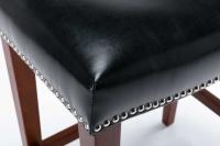 China Black Leather Bar Stools Set of 2 W50.5cm D33.5cm Rubber Wood Legs for sale