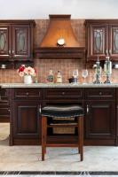 China Black Leather Bar Stools Set of 2 W50.5cm D33.5cm Rubber Wood Legs for sale