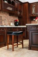 China Black Leather Bar Stools Set of 2 W50.5cm D33.5cm Rubber Wood Legs for sale