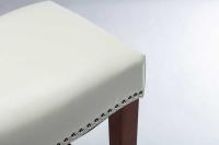 China American Style White Leather Bar Stool Set of 2 H66.5cm Rubber Wood Legs for sale