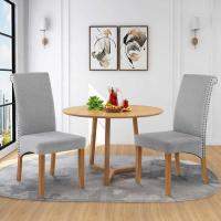 China Gray Padded Fabric Dining Side Chair Set of 2 High Back 300lb Capacity 17.5 Inch for sale
