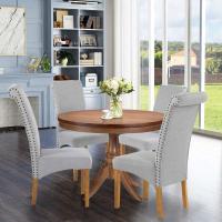 China Gray Padded Fabric Dining Side Chair Set of 2 High Back 300lb Capacity 17.5 Inch for sale