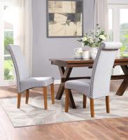 China Gray Padded Fabric Dining Side Chair Set of 2 High Back 300lb Capacity 17.5 Inch for sale