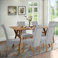 China Gray Padded Fabric Dining Side Chair Set of 2 High Back 300lb Capacity 17.5 Inch for sale