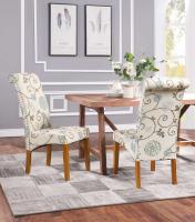 China Nailed Trim High Back Floral Dining Chair Set of 2 300lb Capacity 41.7 Inch for sale