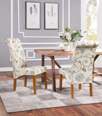 China Nailed Trim High Back Floral Dining Chair Set of 2 300lb Capacity 41.7 Inch for sale
