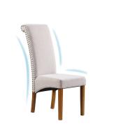 China Beige Fabric Dining Chair Set of 2 300lb Capacity Padded Side Chair with Solid Wood Legs for sale