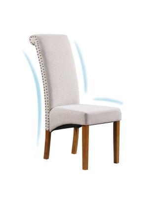 China Beige Fabric Dining Chair Set of 2 300lb Capacity Padded Side Chair with Solid Wood Legs for sale