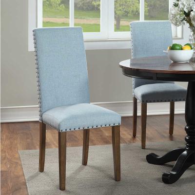 China Copper Nail Upholstered Dining Chairs Set of 2 39.17H 27.56lbs Easy Clean Blue for sale