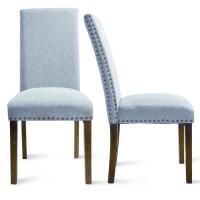 China Copper Nail Upholstered Dining Chairs Set of 2 39.17H 27.56lbs Easy Clean Blue for sale
