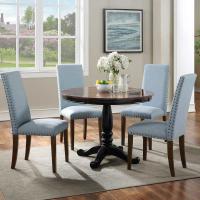 China Copper Nail Upholstered Dining Chairs Set of 2 39.17H 27.56lbs Easy Clean Blue for sale