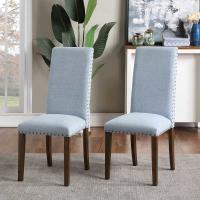 China Copper Nail Upholstered Dining Chairs Set of 2 39.17H 27.56lbs Easy Clean Blue for sale