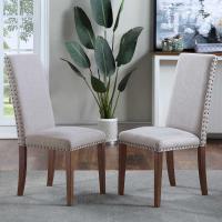 China Set of 2 Fabric Dining Chairs with Solid Wood Legs 17.72 in L Gray 27.56 lbs for sale