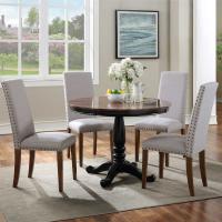 China Set of 2 Fabric Dining Chairs with Solid Wood Legs 17.72 in L Gray 27.56 lbs for sale