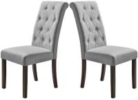 China Tomile Gray Tufted Dining Chairs Set of 2 Upholstery Fabric Wood Legs 43lbs for sale