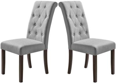 China Tomile Gray Tufted Dining Chairs Set of 2 Upholstery Fabric Wood Legs 43lbs for sale