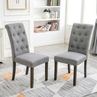 China Tomile Gray Tufted Dining Chairs Set of 2 Upholstery Fabric Wood Legs 43lbs for sale