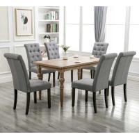 China Tomile Gray Tufted Dining Chairs Set of 2 Upholstery Fabric Wood Legs 43lbs for sale
