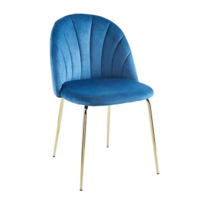 China Blue Velvet Upholstery Dining Chair Set of 2 24.80lbs Weight Capacity 220lbs Metal Legs for sale