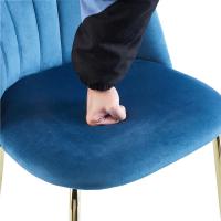 China Blue Velvet Upholstery Dining Chair Set of 2 24.80lbs Weight Capacity 220lbs Metal Legs for sale