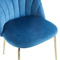 China Blue Velvet Upholstery Dining Chair Set of 2 24.80lbs Weight Capacity 220lbs Metal Legs for sale