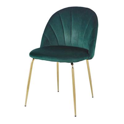 China Green Velvet Upholstered Dining Chairs Set of 2 220lbs Weight Capacity Metal Legs for sale