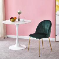 China Green Velvet Upholstered Dining Chairs Set of 2 220lbs Weight Capacity Metal Legs for sale