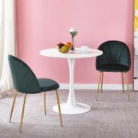 China Green Velvet Upholstered Dining Chairs Set of 2 220lbs Weight Capacity Metal Legs for sale