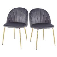 China Gray Velvet Upholstered Dining Chair Set of 2 24.80lbs Metal Legs 220lbs Capacity for sale