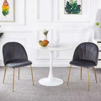China Gray Velvet Upholstered Dining Chair Set of 2 24.80lbs Metal Legs 220lbs Capacity for sale