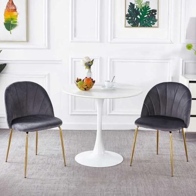 China Gray Velvet Upholstered Dining Chair Set of 2 24.80lbs Metal Legs 220lbs Capacity for sale